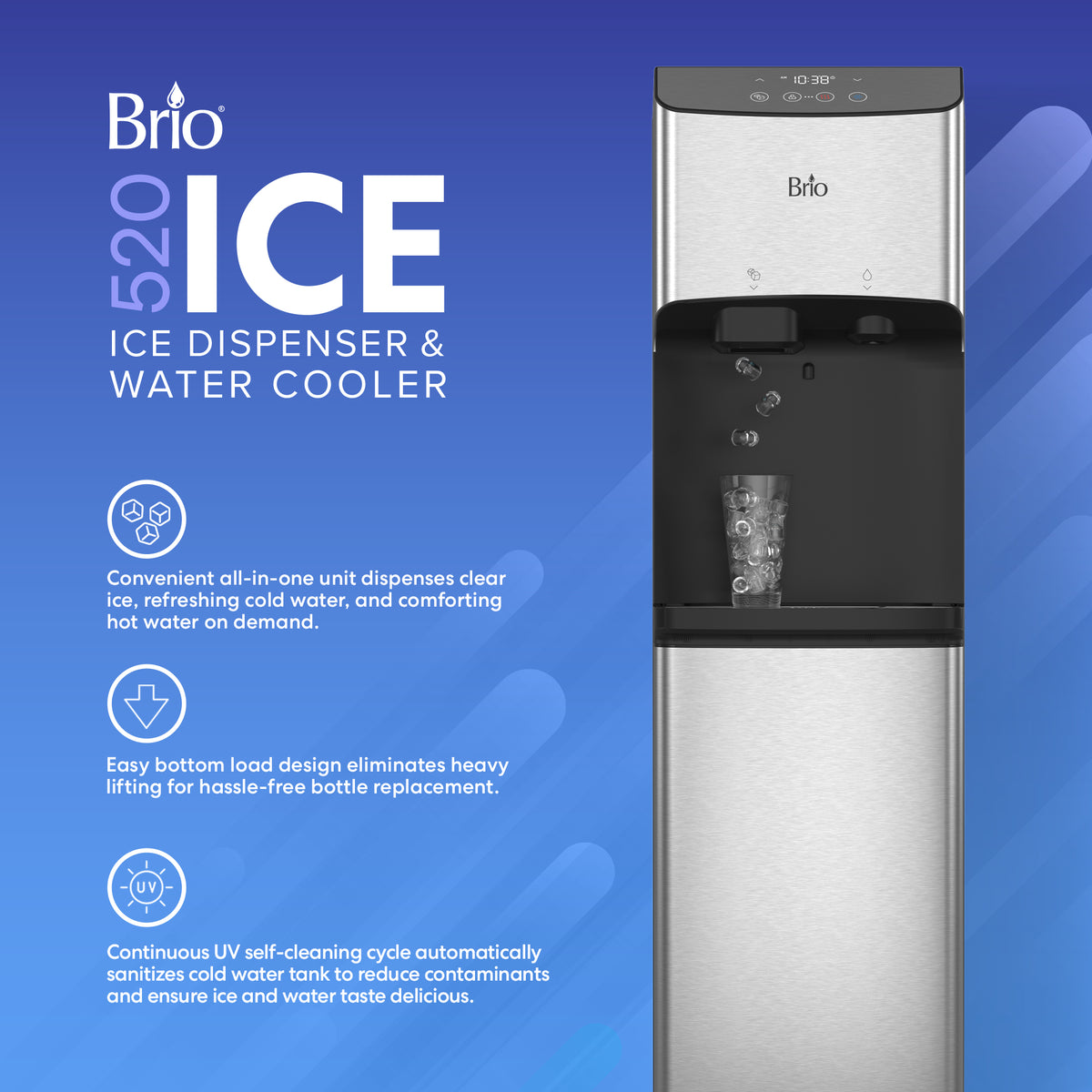 Brio 520 Ice Dispenser & Bottom Load Water Cooler | Brio – Brio Water