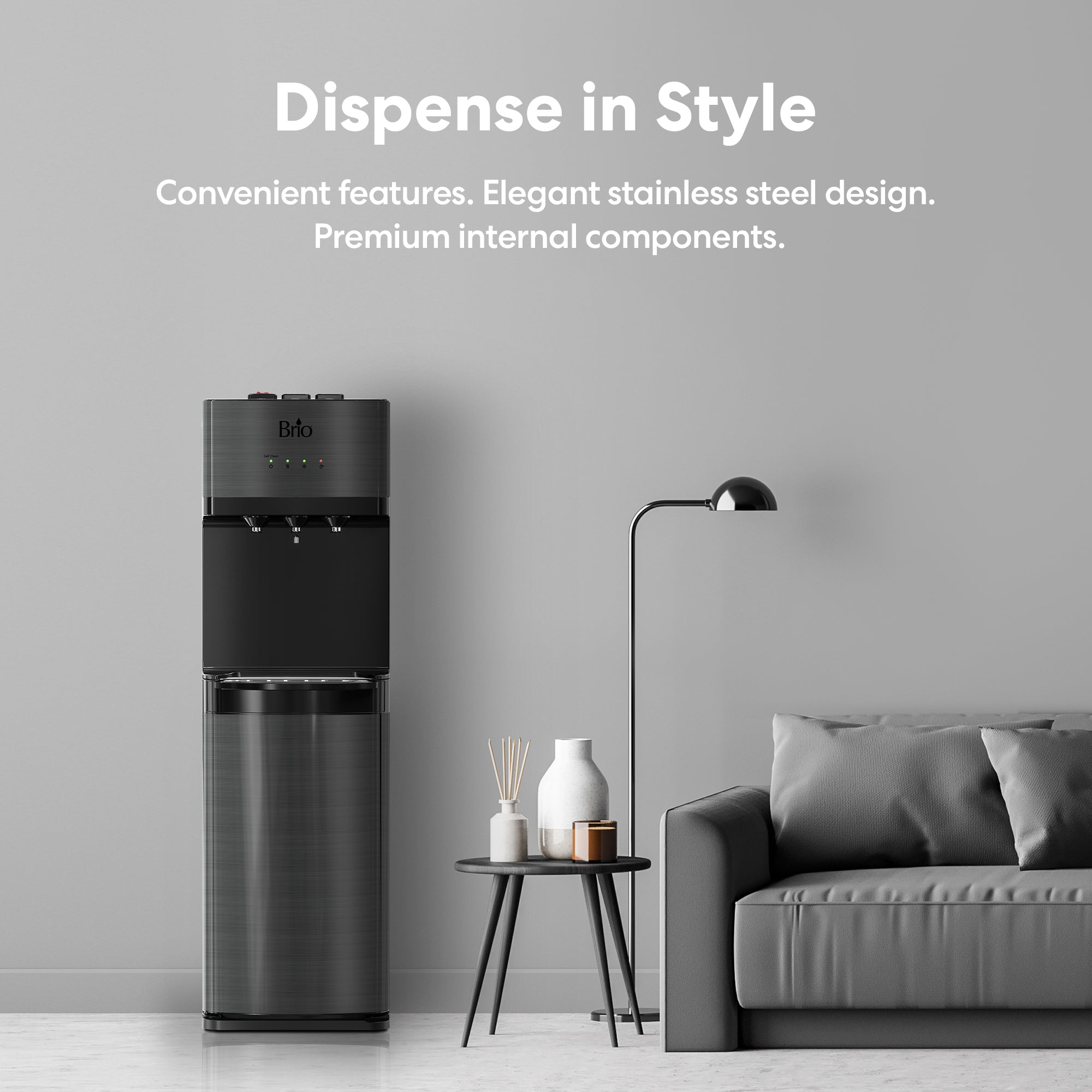Brio Tri Temp 4 Stage Bottleless Water Cooler - Black | Brio – Brio Water