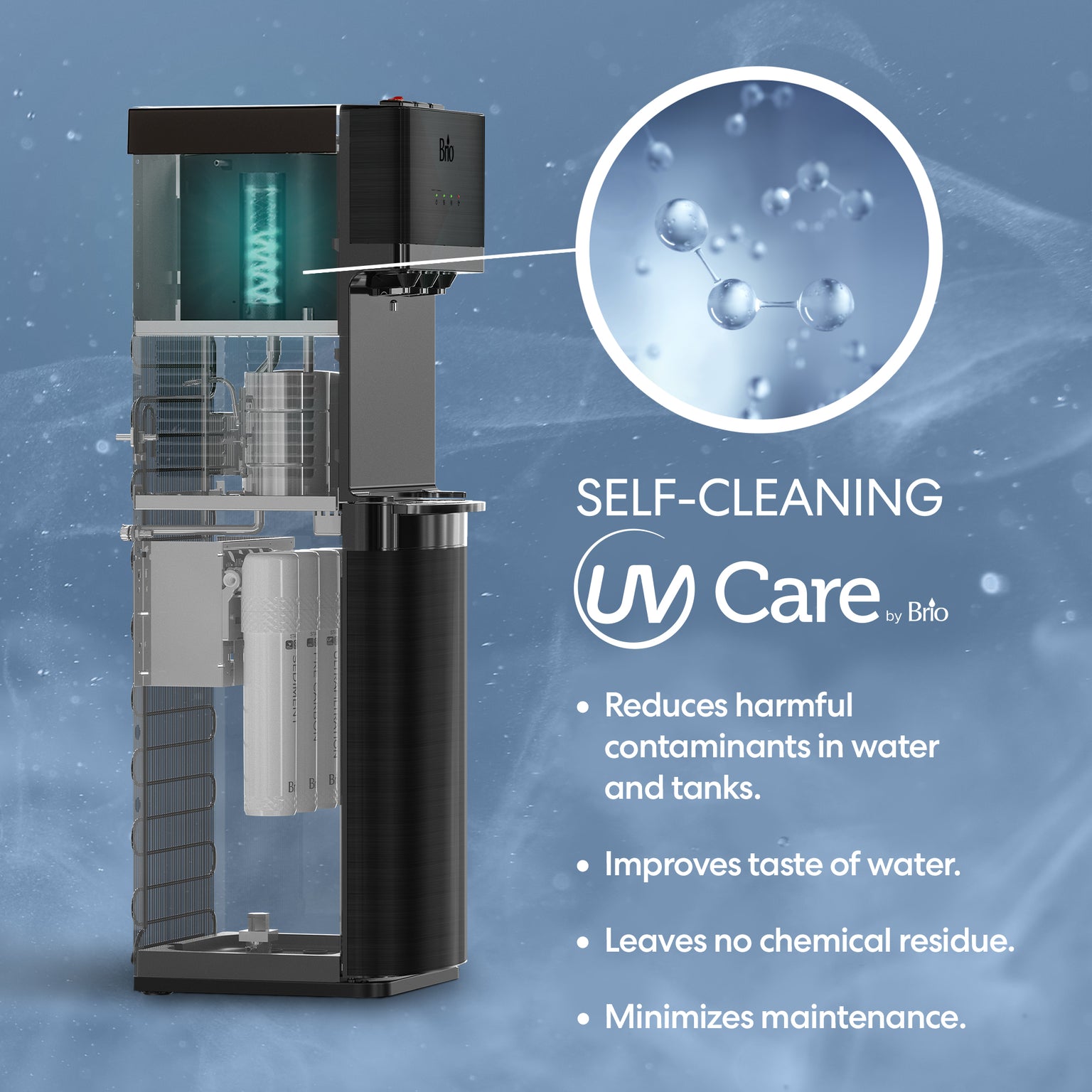 Brio Tri Temp 4 Stage Bottleless Water Cooler - Black | Brio – Brio Water