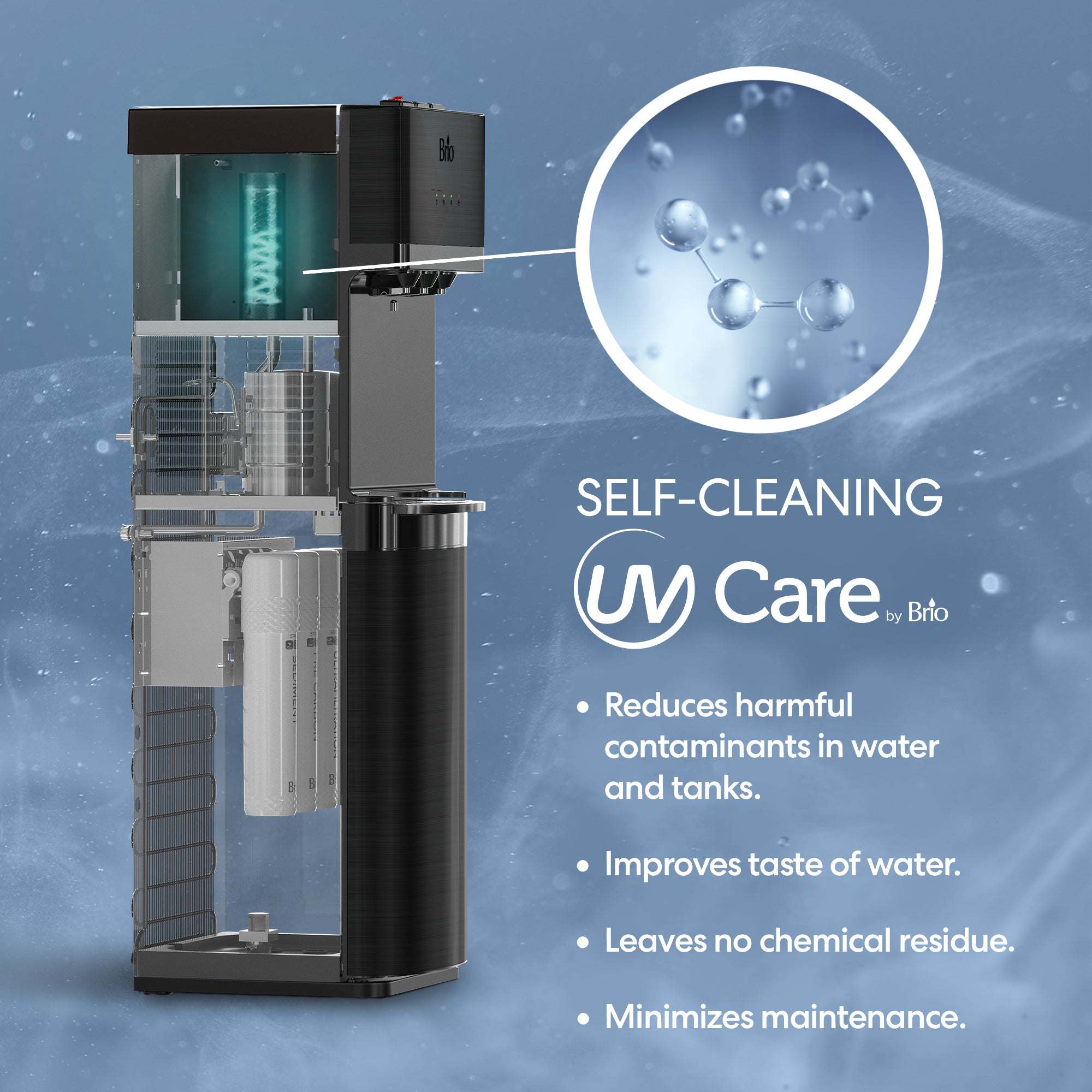 Brio Tri Temp 4 Stage Bottleless Water Cooler - Black | Brio – Brio Water