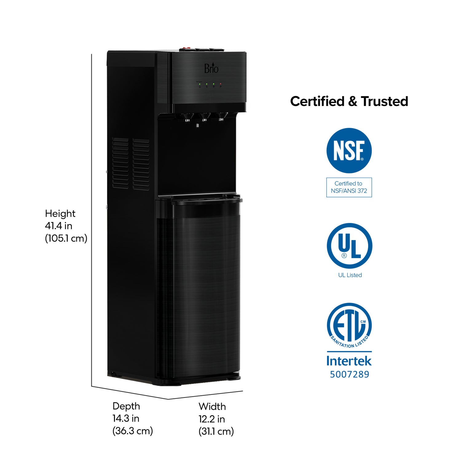 Brio Tri Temp 4 Stage Bottleless Water Cooler - Black | Brio – Brio Water