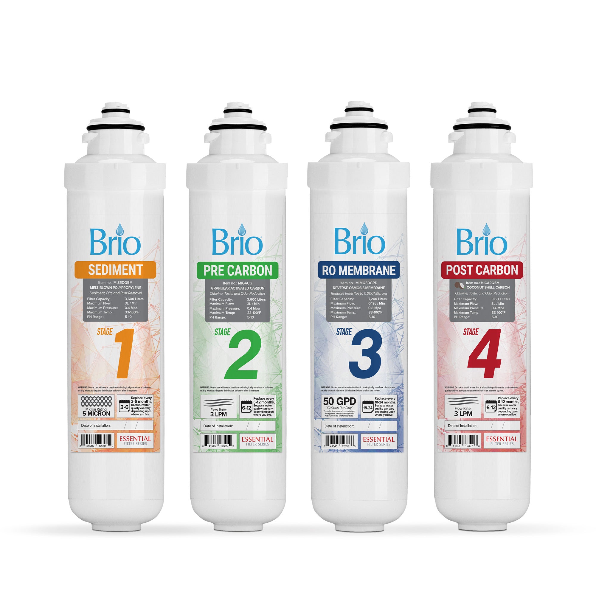 Brio 4 Stage RO Water Cooler Filter Replacement Kit – Brio Water