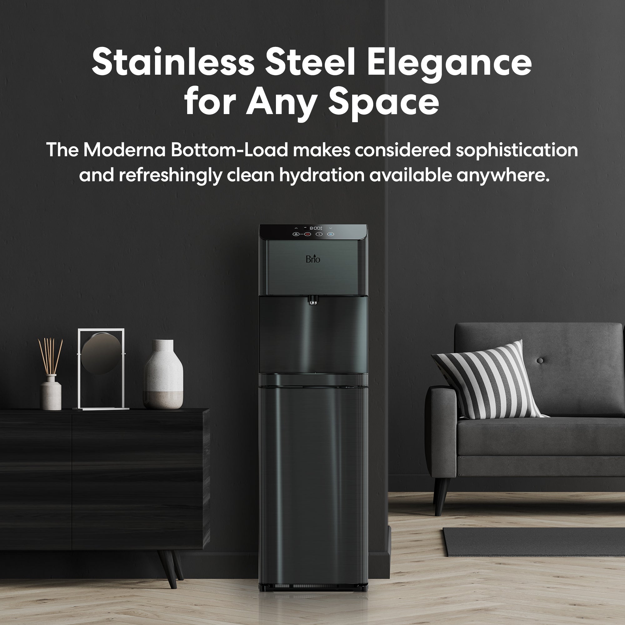 Moderna Self-Cleaning Bottom Load Water Cooler, Black | Brio – Brio Water